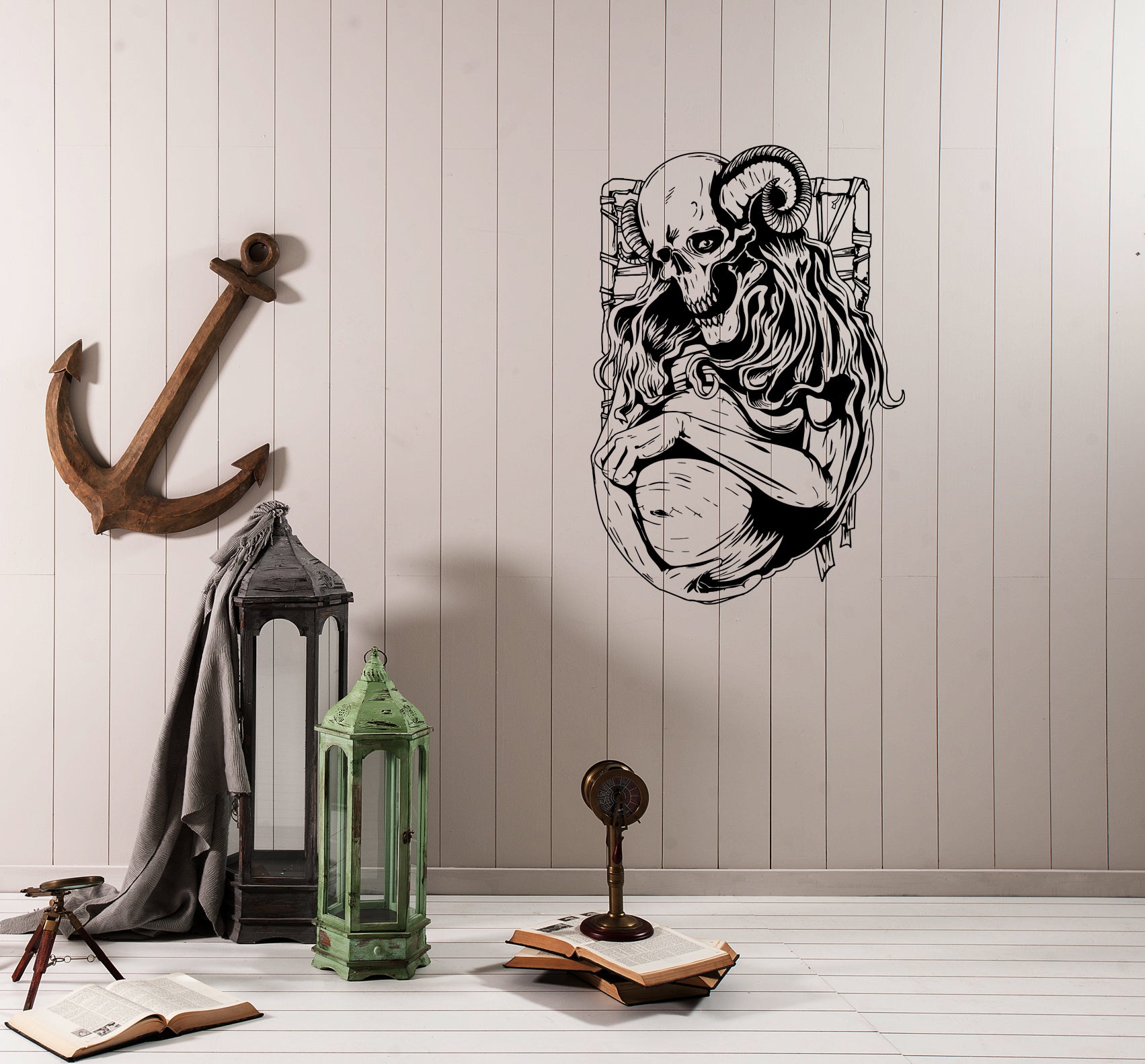 Wall Decal Monster Daemon Skull Skeleton Fear Horror Devil Vinyl Stick ...