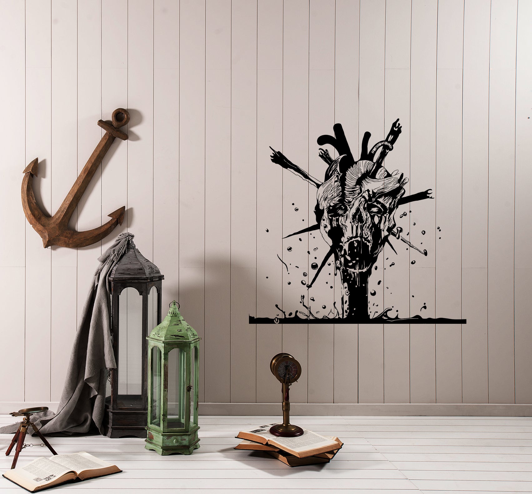 Wall Decal Heart Face Death Voodoo Monster Horror Fear Vinyl Sticker U ...