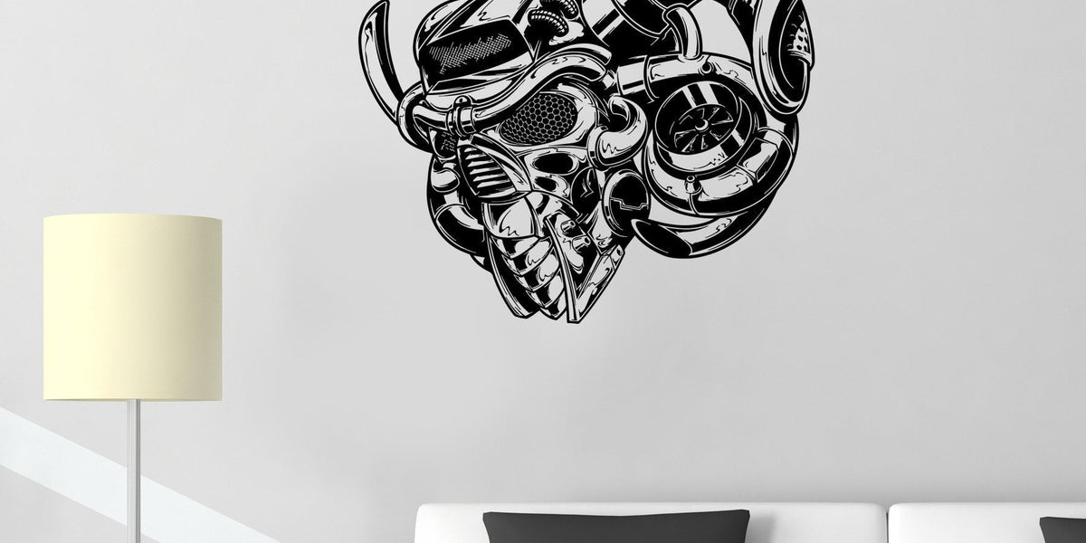 Wall Decal Cyborg Robot Monster Mask Skull Fiction Cyber Vinyl Sticker ...