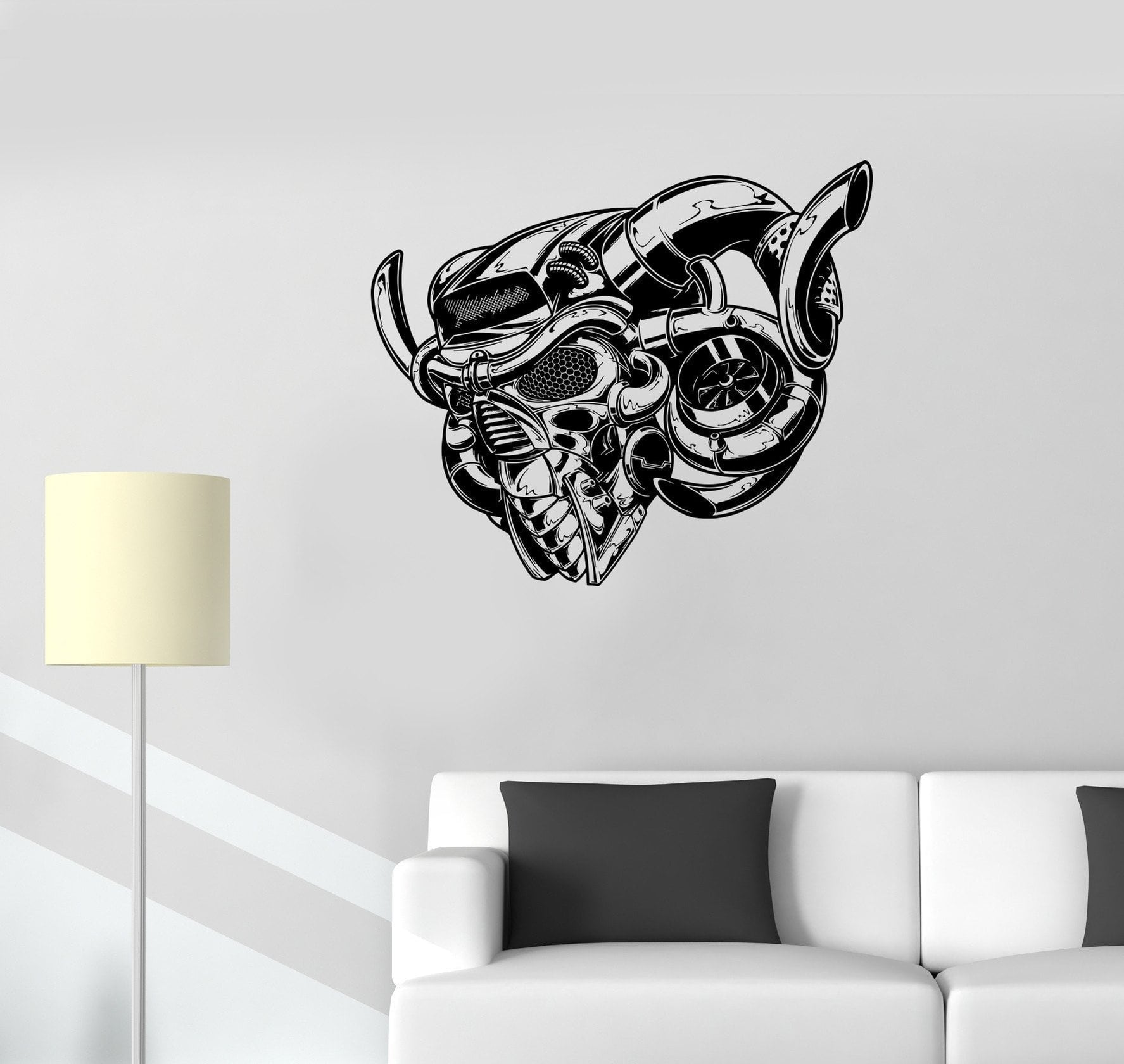 Wall Decal Cyborg Robot Monster Mask Skull Fiction Cyber Vinyl Sticker ...
