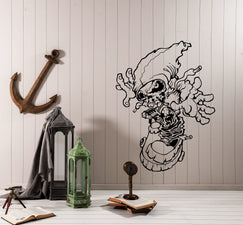Wall Decal Skeleton Skull Sports Youth Skateboard Sports Vinyl Sticker ...