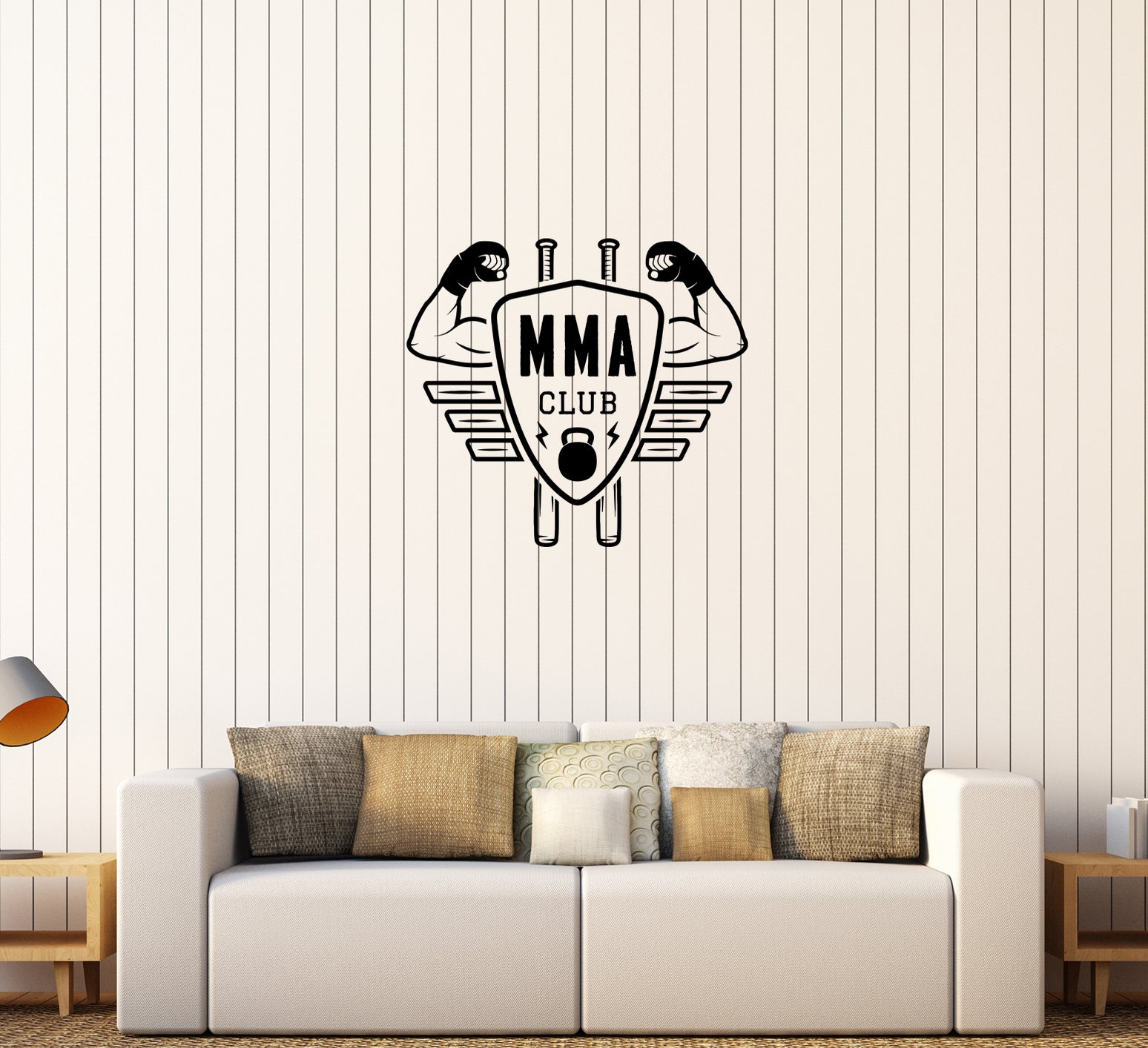 Wall Decal MMA Club Fitness Center Fight Boxing Sports Martial Arts Vi ...