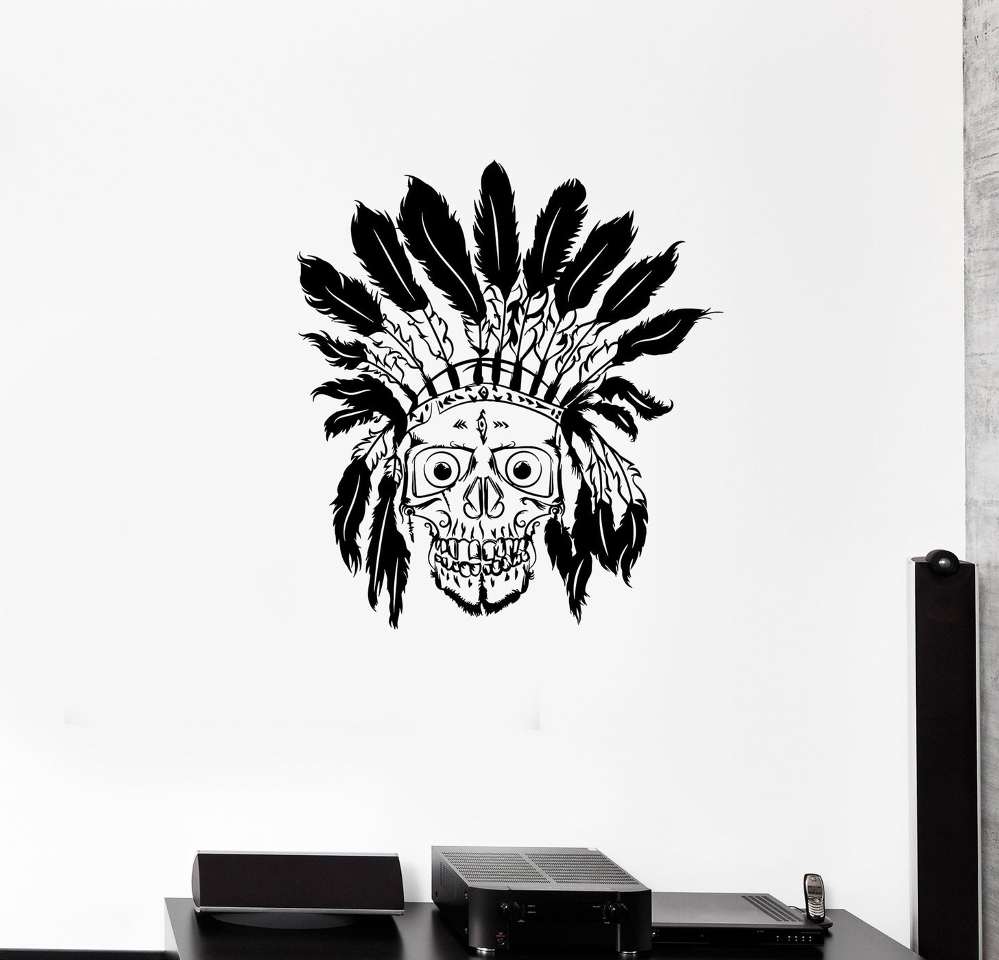 Wall Decal Skull Skeleton Native American Aborigine Vinyl Sticker Uniq ...