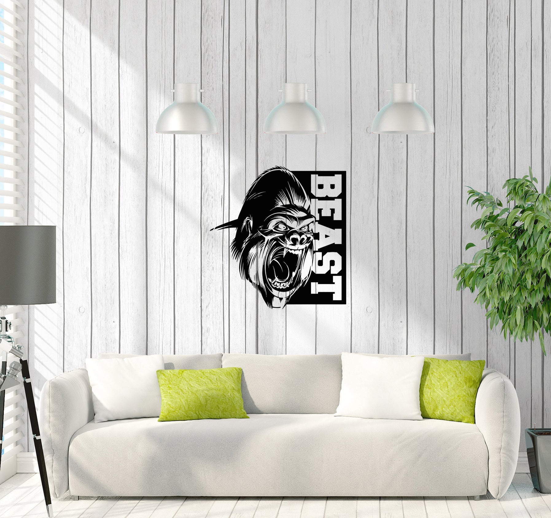 Wall Decal Gorilla Beast Animal Roar Monkey Vinyl Sticker Unique Gift ...