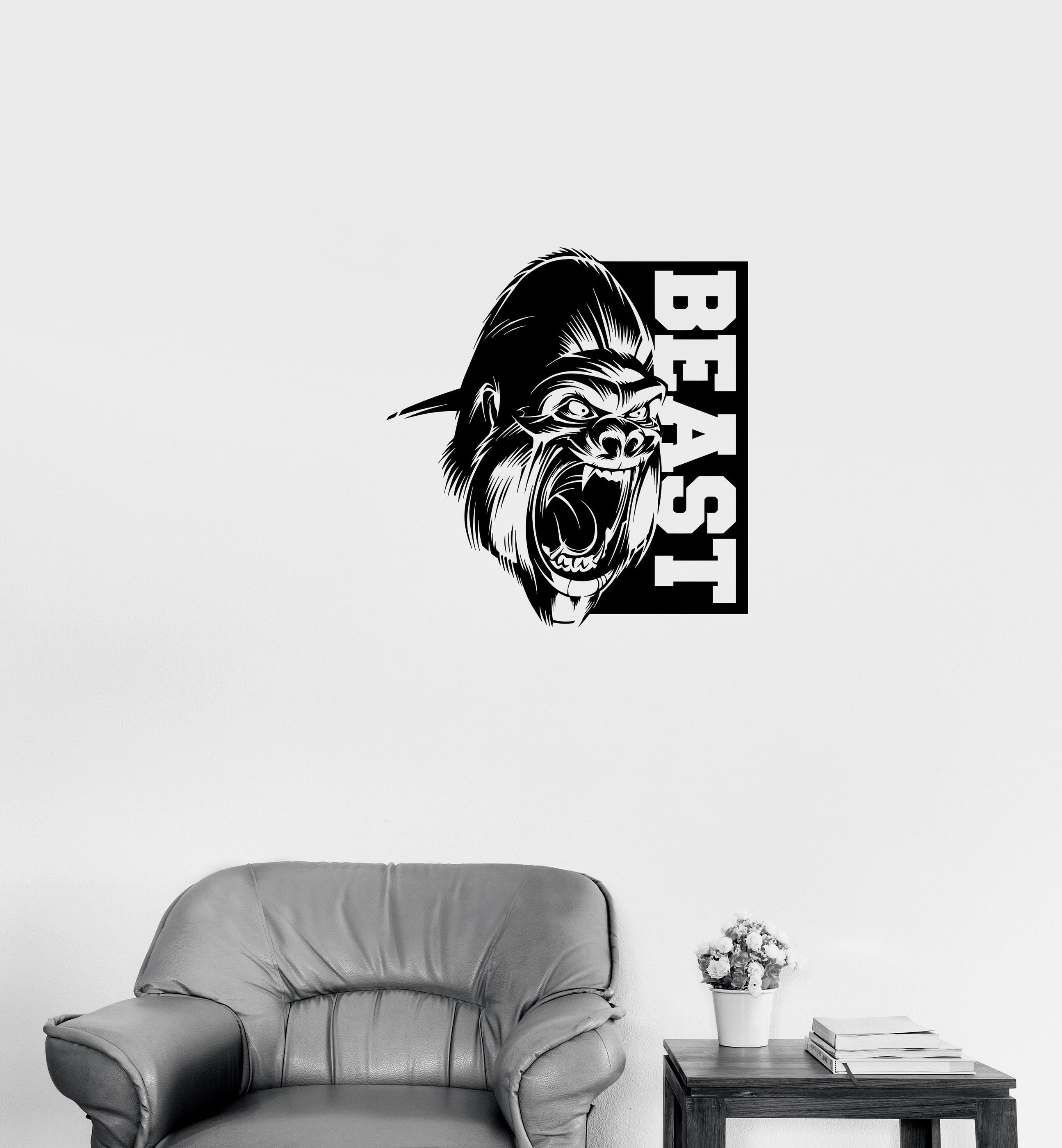 Wall Decal Gorilla Beast Animal Roar Monkey Vinyl Sticker Unique Gift ...