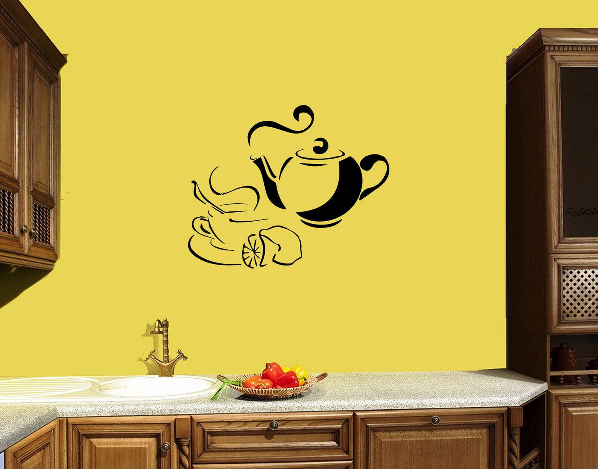 Wall Decal Tea Coffee Kitchen Decor Food Drink Breakfast Vinyl Sticker ...