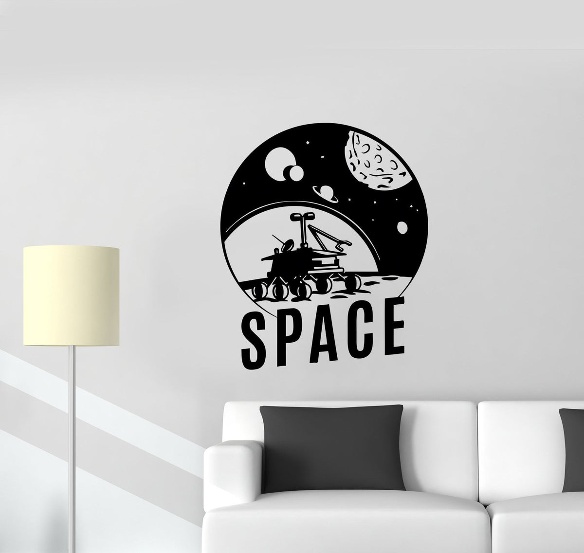 Wall Decal Space Moon Planets Solar System Spacecraft Stars Vinyl Stic ...