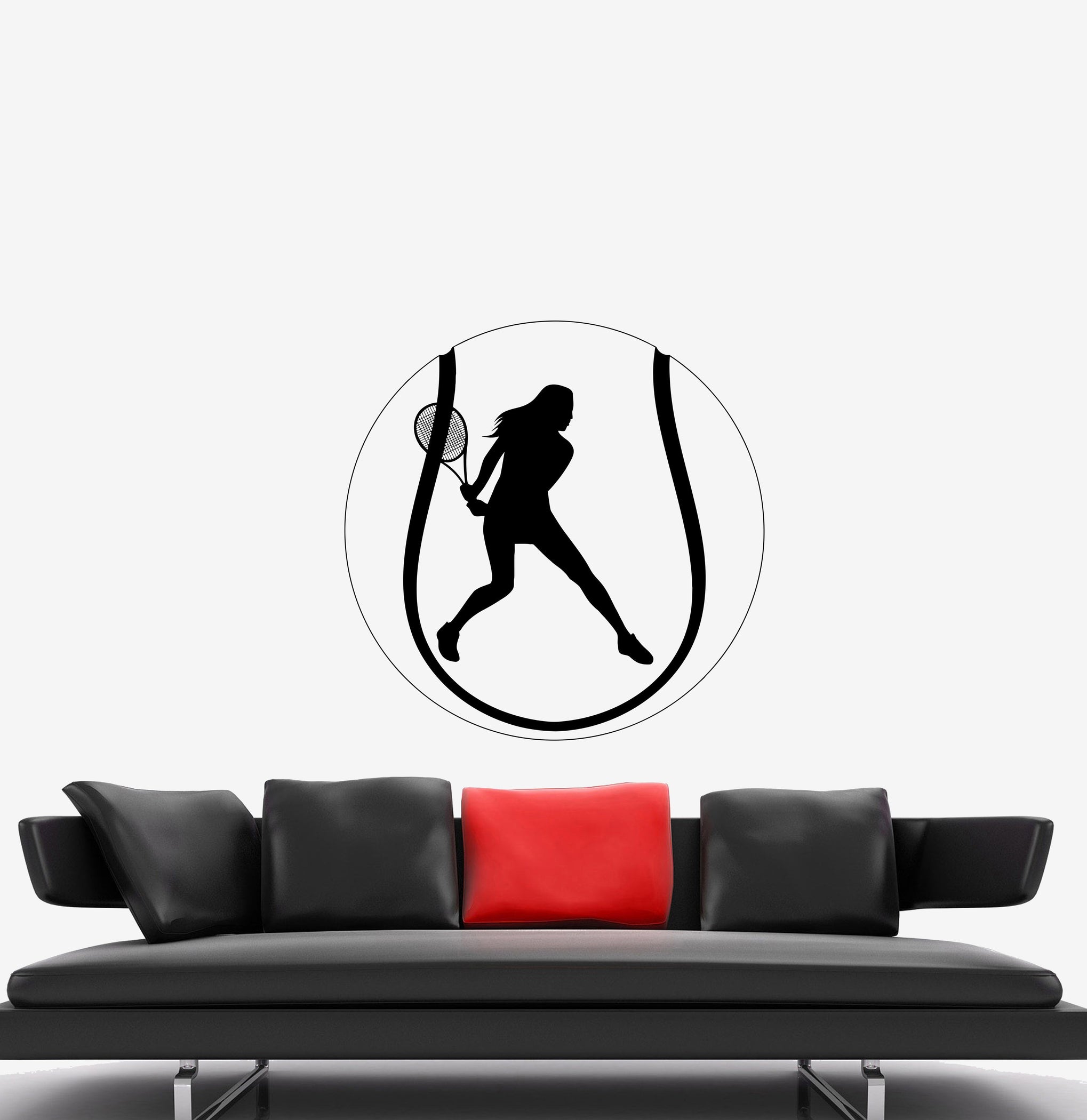 Wall Decal Tennis Ball Sportswoman Rackets Vinyl Sticker (ed914 ...