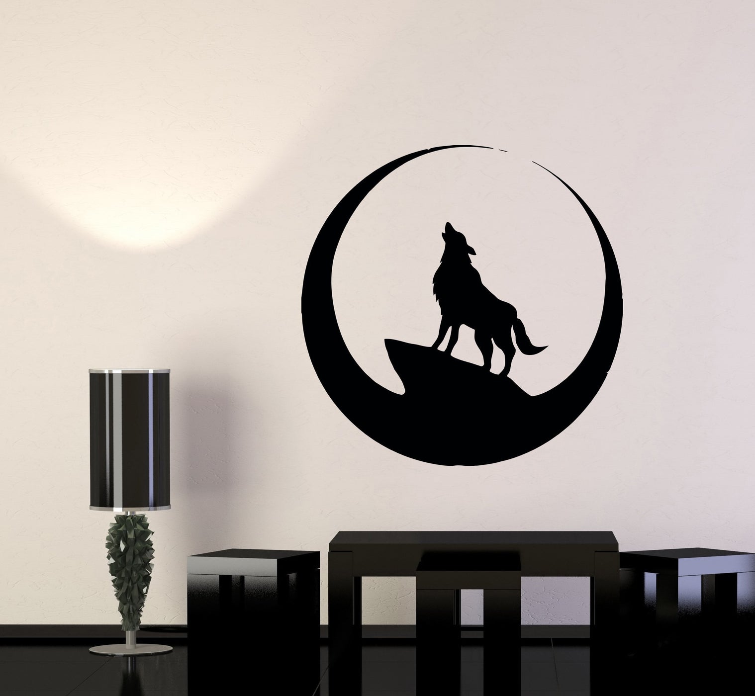 Wall Decal Wolf Full Moon Night Animal Vinyl Sticker (ed935 ...