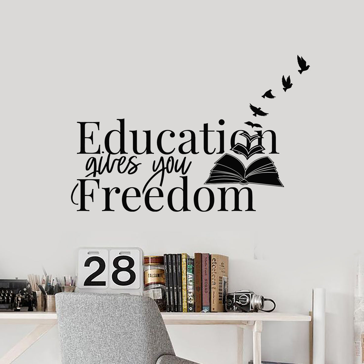 Vinyl Wall Decal Education Quote School Study University Books Freedom ...