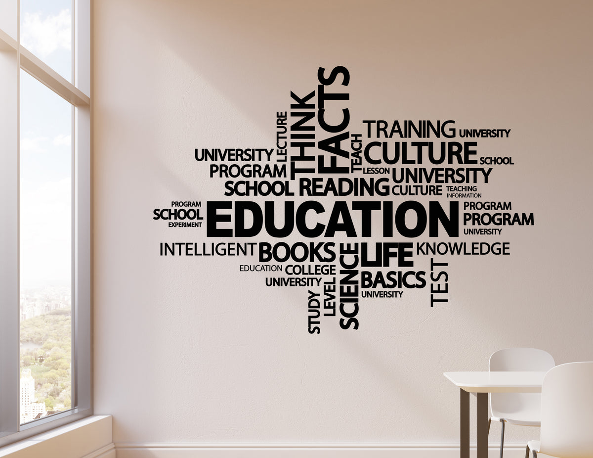 Vinyl Wall Decal Education School Classroom Knowledge Words Cloud Stic ...