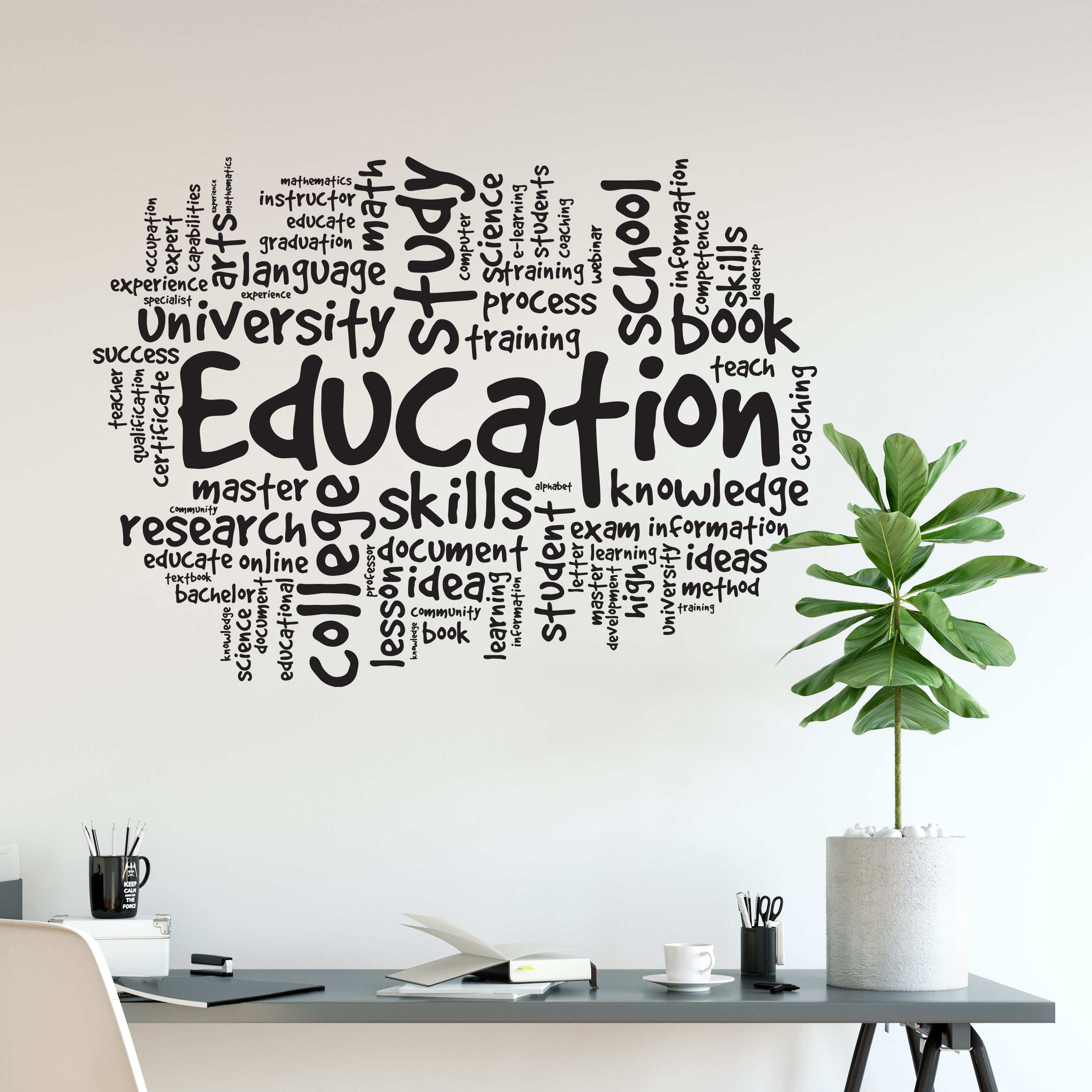 Education Vinyl Wall Decal School Classroom Words Cloud Study Knowledg ...