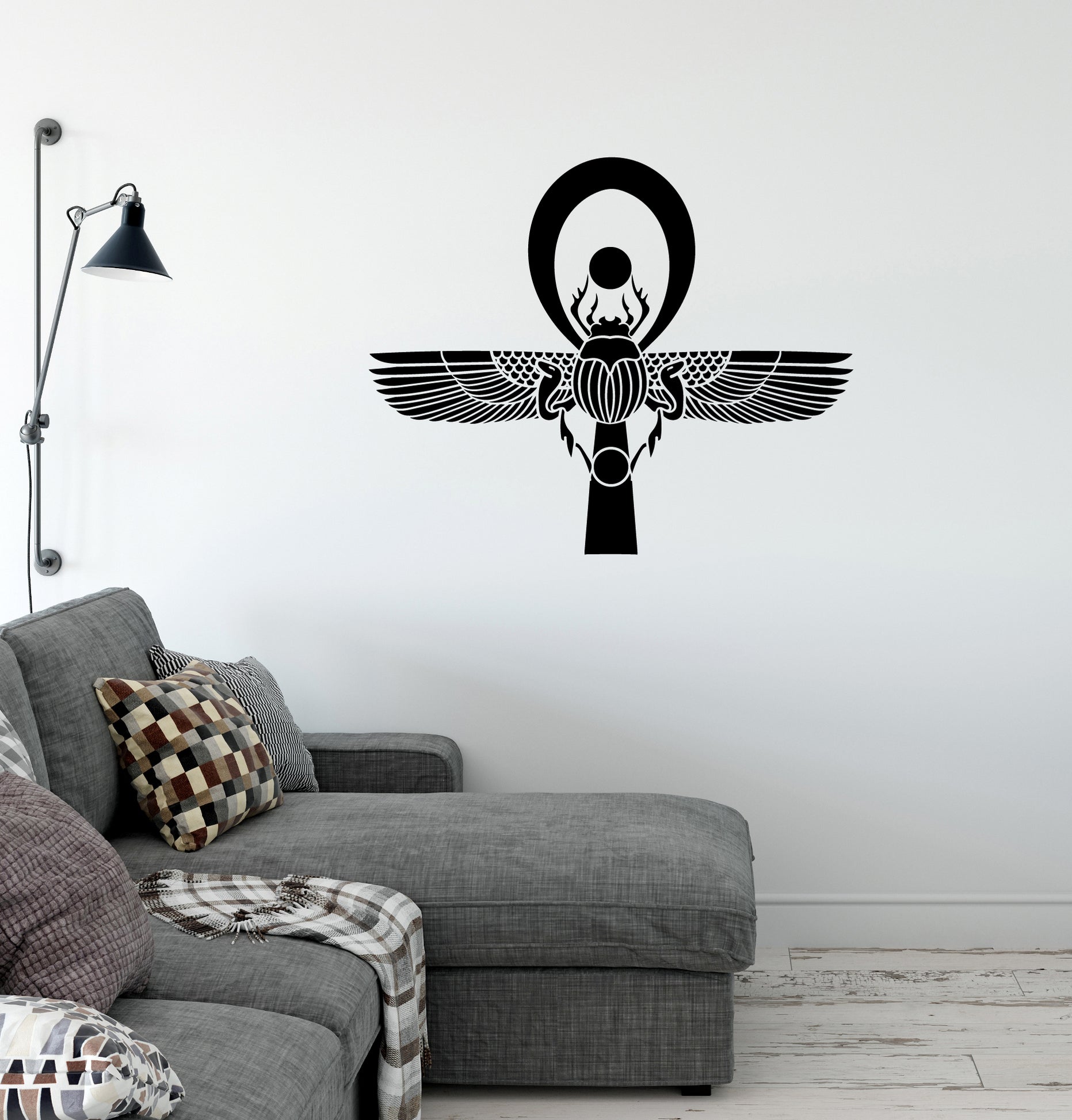 Egyptian Scarab Vinyl Wall Decal Wings Ancient Symbol Bug Stickers Mur ...