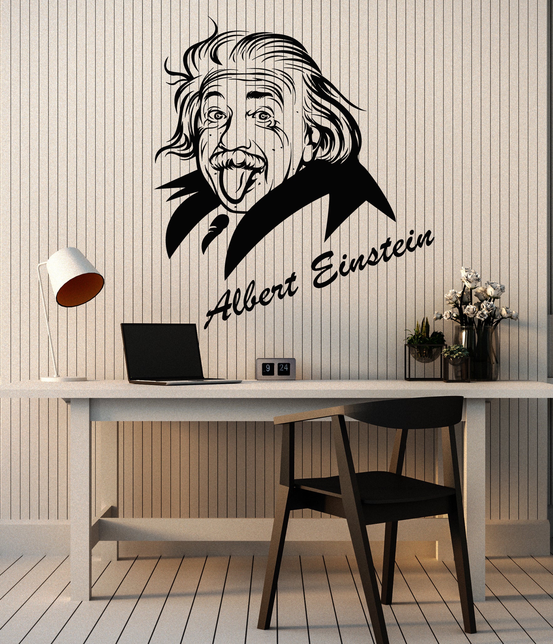 Vinyl Wall Decal Head Albert Einstein Portrait Genius Science Physics ...