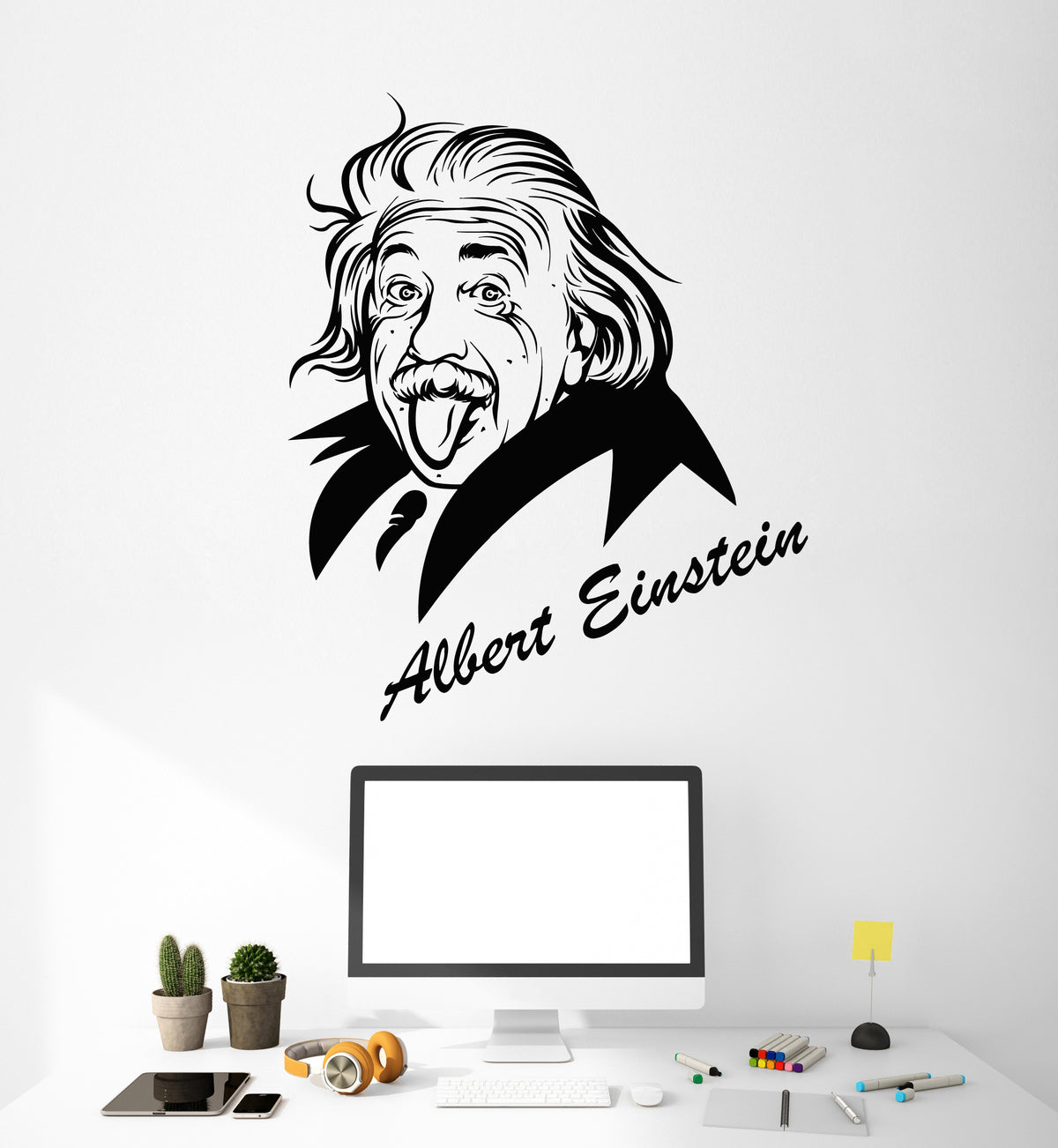 Vinyl Wall Decal Head Albert Einstein Portrait Genius Science Physics ...