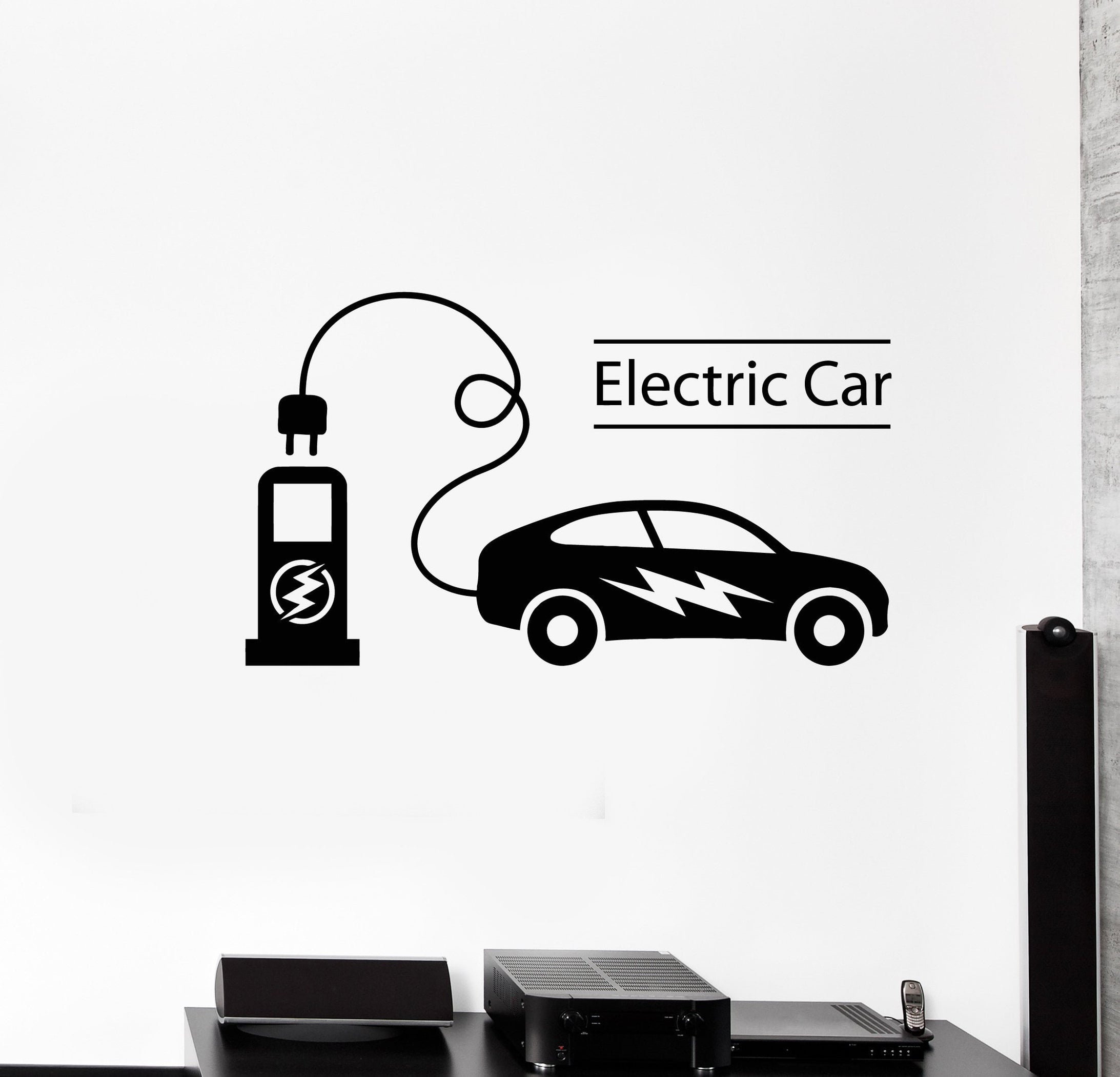 Vinyl Wall Decal Electric Car Electrical Charging Station Vehicle Stic ...