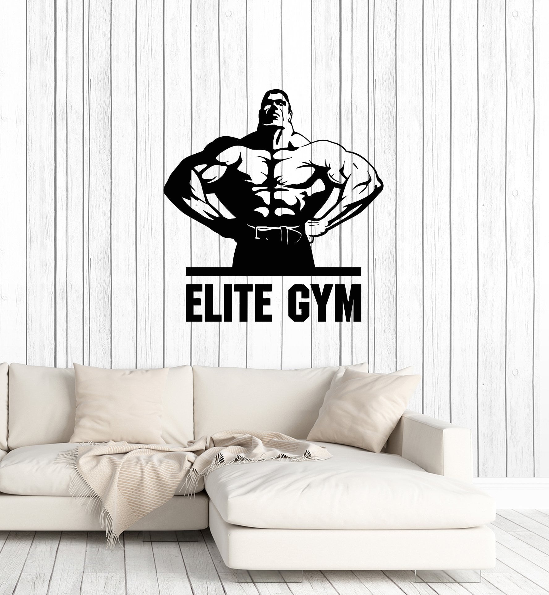 Vinyl Wall Decal Elite Gym Fitness Bodybuilding Sports Art Stickers Mu ...
