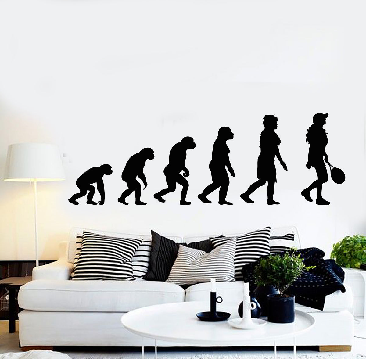 Vinyl Wall Decal Evolution Tennis Player Sports Teen Room Stickers Mur ...