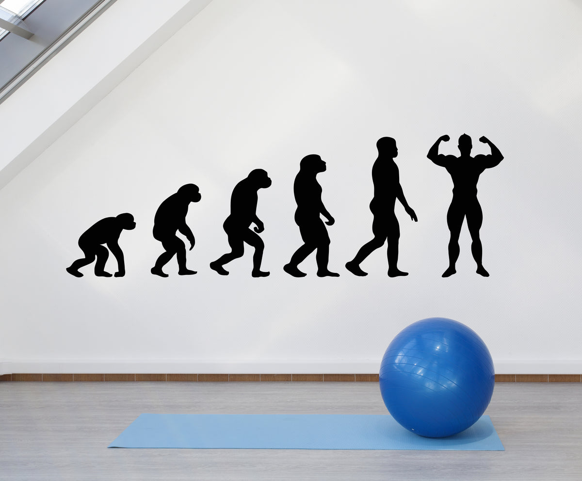 Vinyl Wall Decal Gym Evolution Art Man Bodybuilding Fitness Stickers M ...