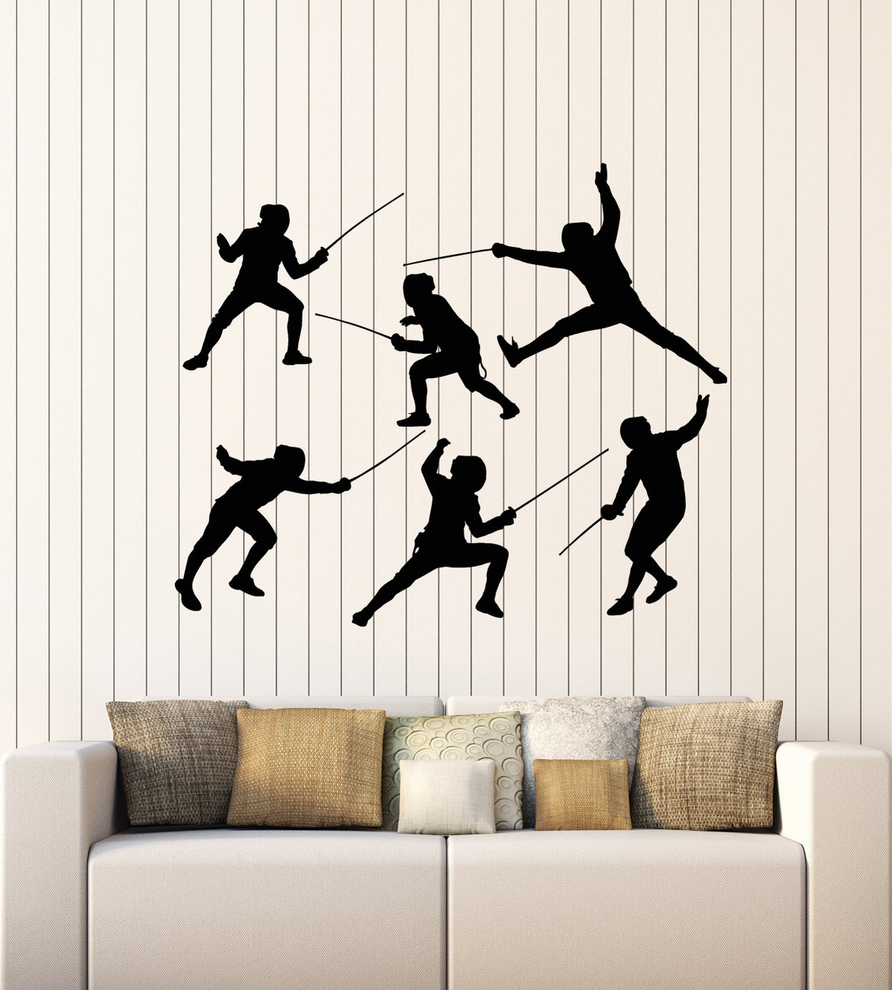 Vinyl Wall Decal Fencing Sports Scramble Combat Swords Stickers Mural ...