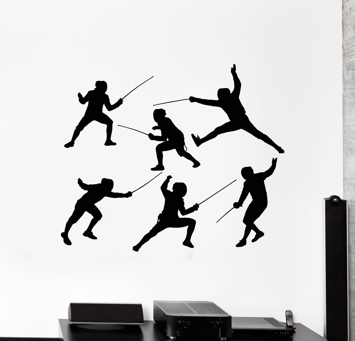Vinyl Wall Decal Fencing Sports Scramble Combat Swords Stickers Mural ...