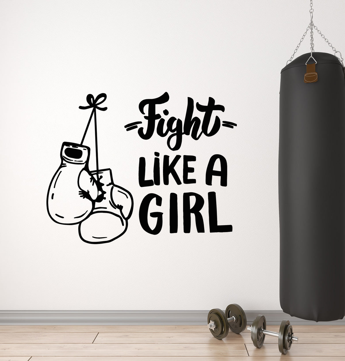 Vinyl Wall Decal Gloves Boxing Sports Gym Fight Club Words Stickers Mu ...