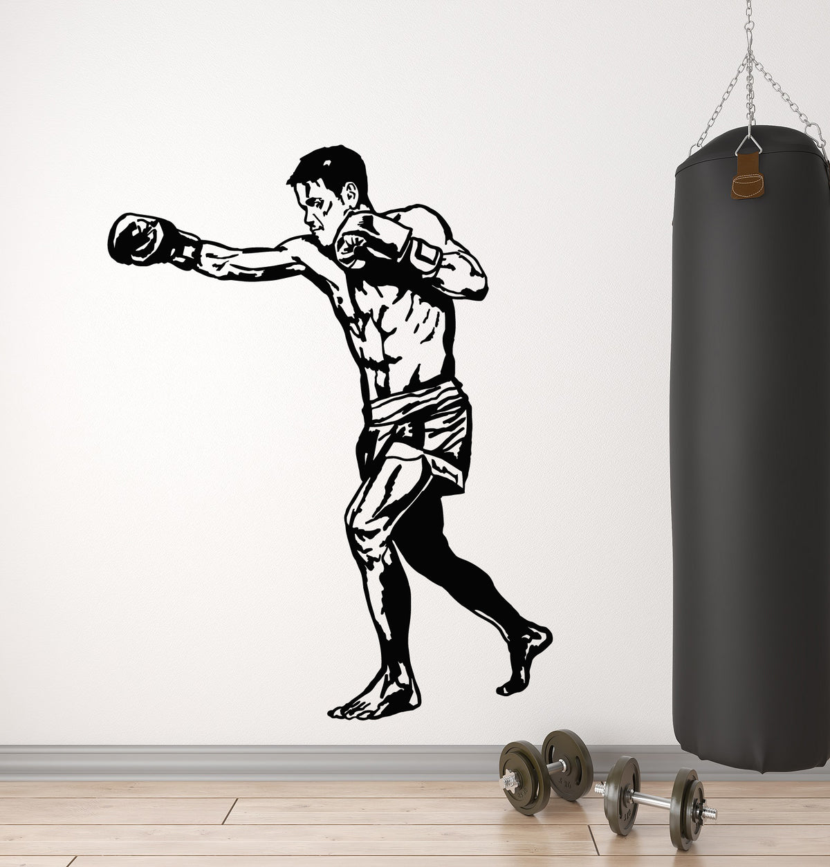 Vinyl Wall Decal Gym Sports Man Boxer Fight Club Fighter Stickers Mura ...