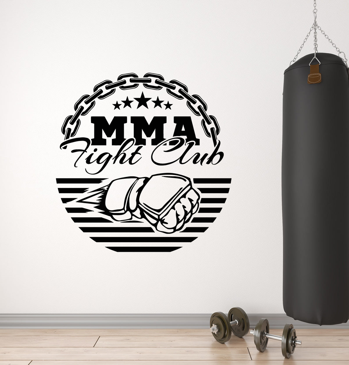 Vinyl Wall Decal Boxing Fight Club MMA Fighters Gym Men's Sports Stick ...