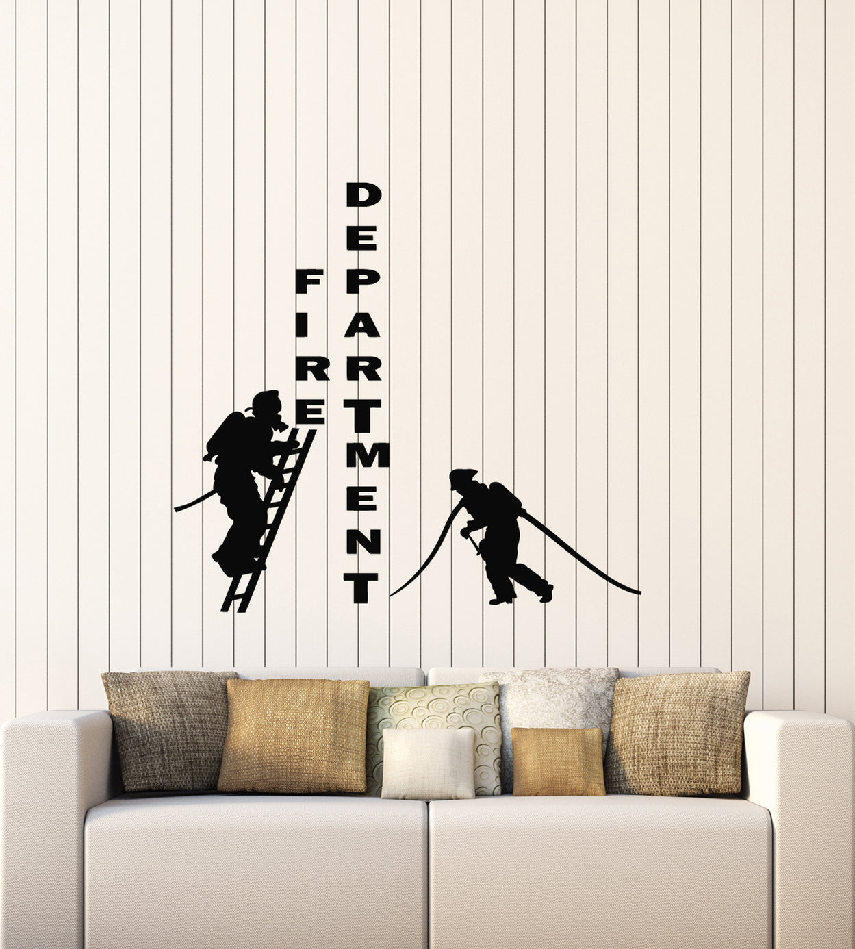 Vinyl Wall Decal Logo Fire Department Decor Firefighters Stickers Mura ...