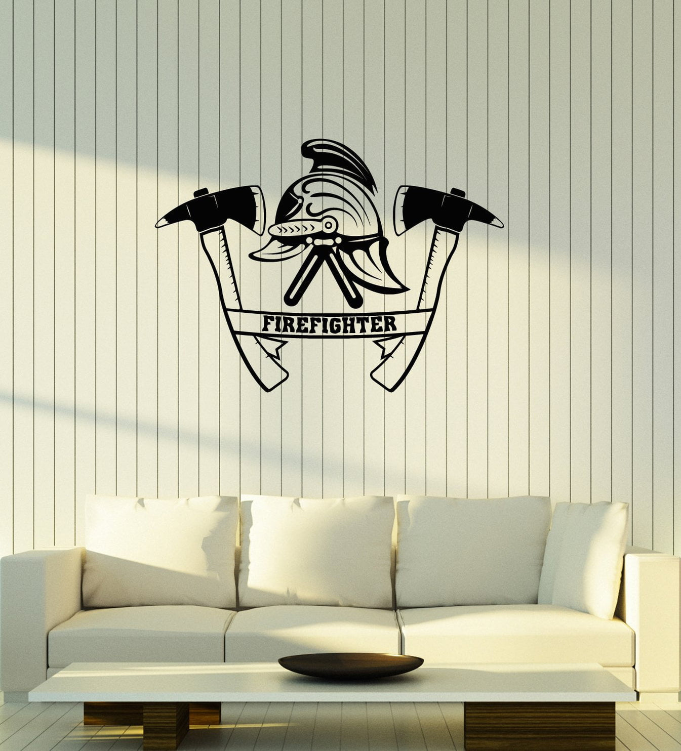 Vinyl Wall Decal Firefighter Helmet Axes Fire Dept Decor Art Stickers ...