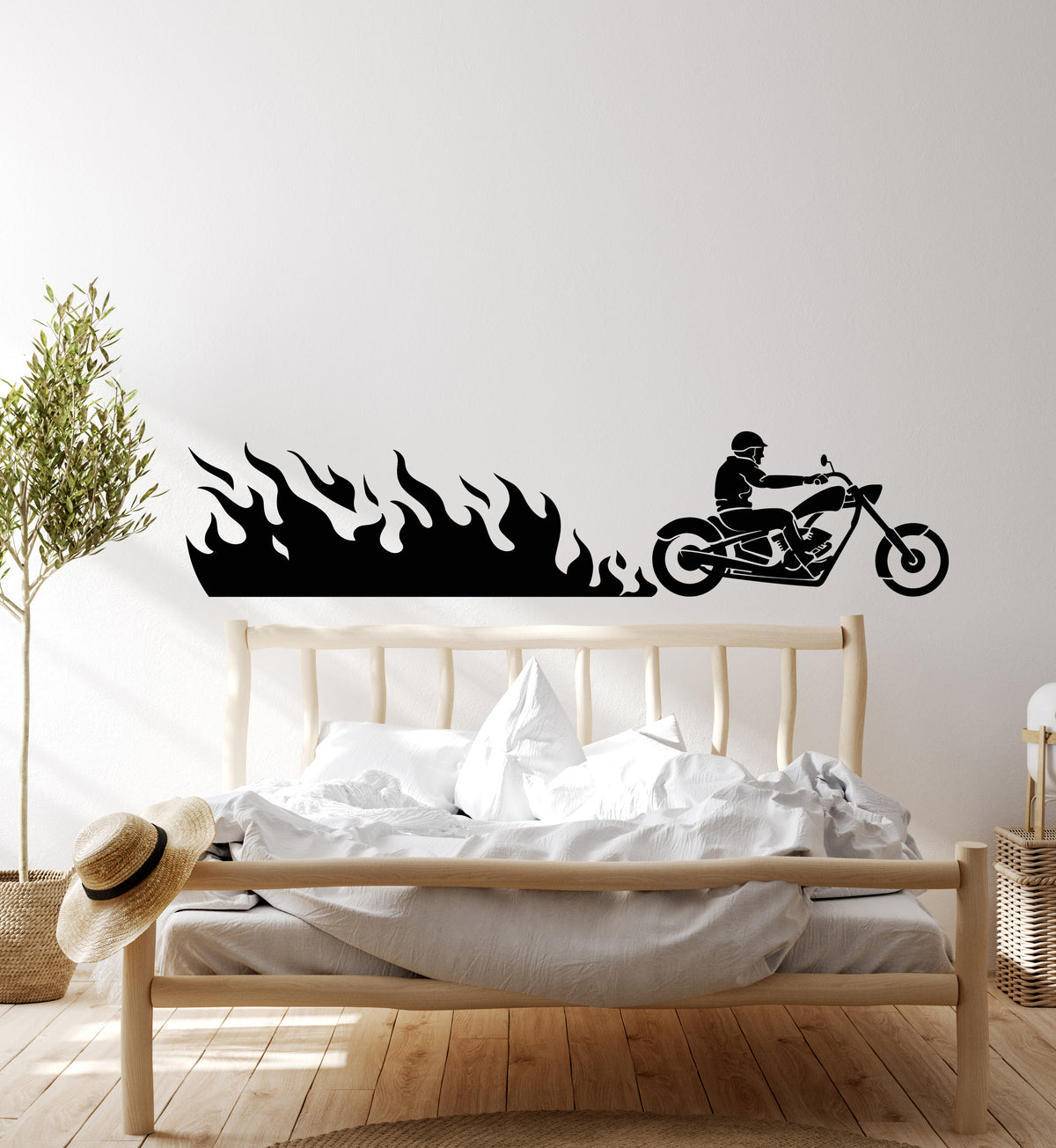 Vinyl Wall Decal Fire Bike Motorbike Biker Raser Motorcycle Stickers M ...