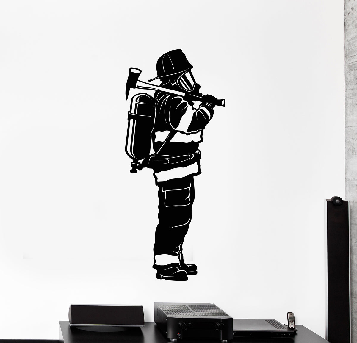 Vinyl Wall Decal Rescuer Fire Department Firefighter Axe Stickers Mura ...