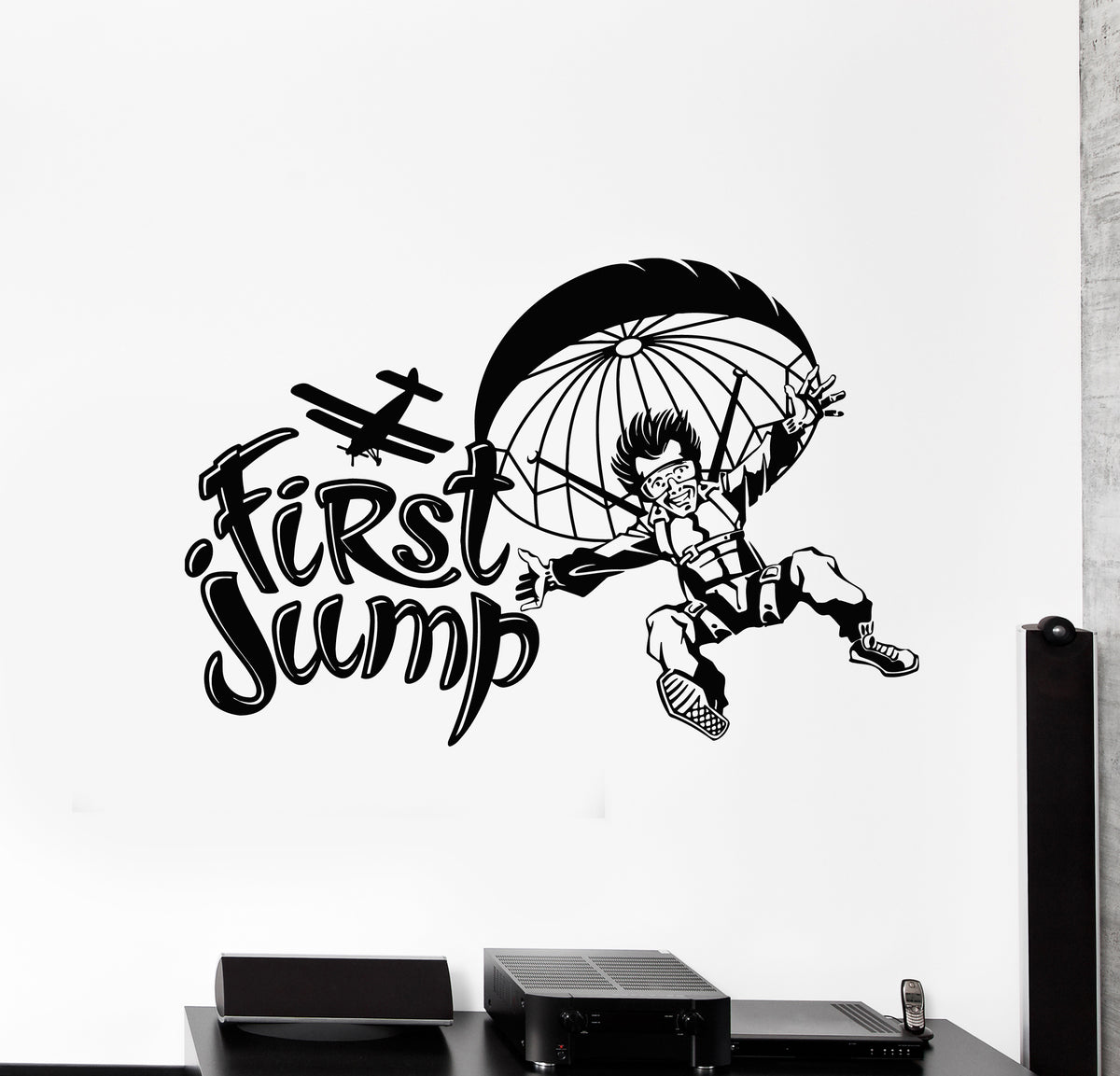 Vinyl Wall Decal First Jump Parachute Extreme Sport Skydiving Stickers ...