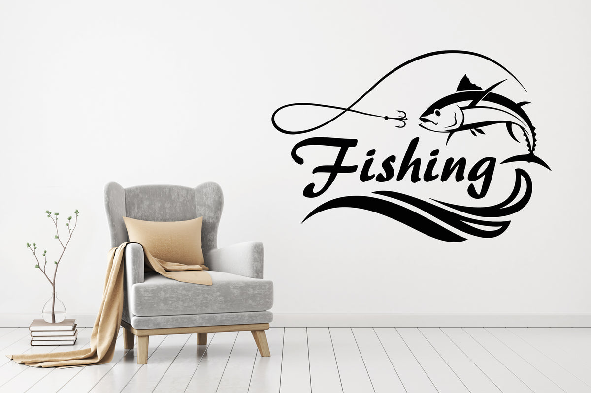 Vinyl Wall Decal Sea Marine Fishing Store Fish Catch Hobby Stickers Mu ...