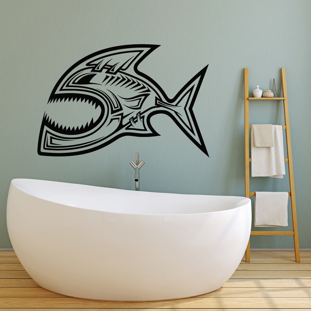 Vinyl Wall Decal See Underwater Cartoon Fish Ocean Predator Stickers M ...