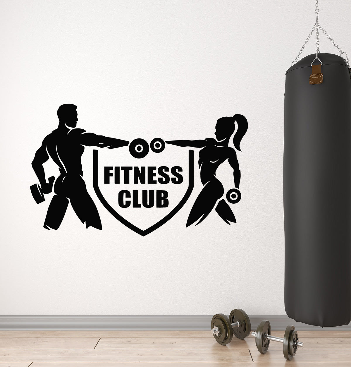 Vinyl Wall Decal Fitness Club Iron Sport Gym Bodybuilding Athletes Sti ...