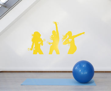 Vinyl Wall Decal Sport Fitness Girls Gym Aerobics Dumbbells Stickers U ...
