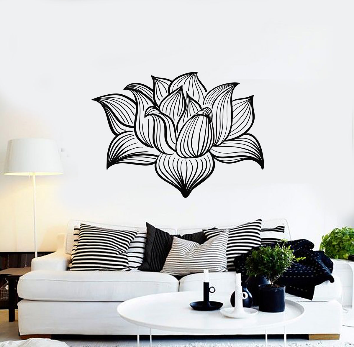 Vinyl Wall Decal Floral Shop Nature Lotus Flower Beautiful Decor Stick ...