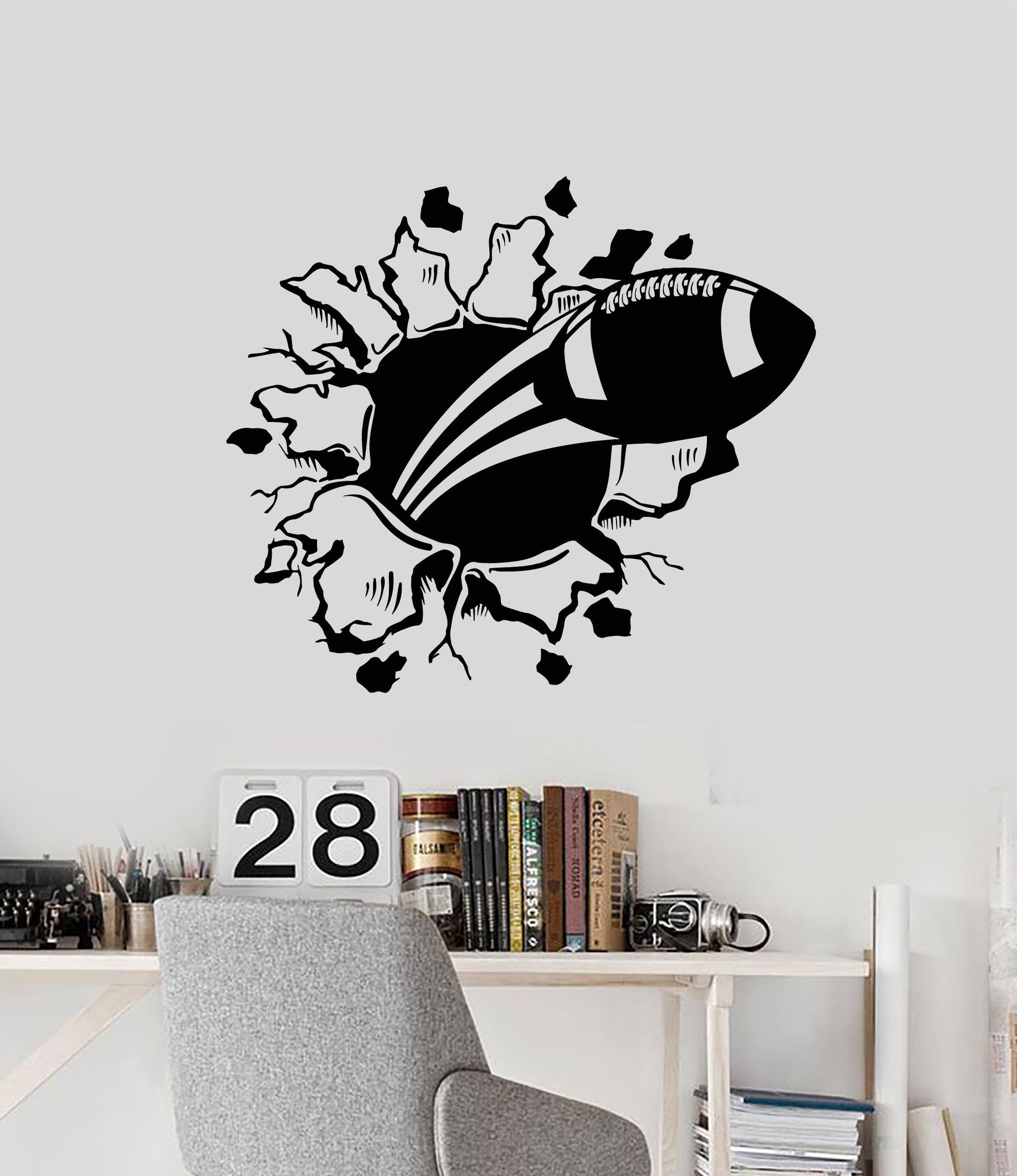 Vinyl Wall Decal Football Ball Crack Sports Decor Teenage Room Sticker ...