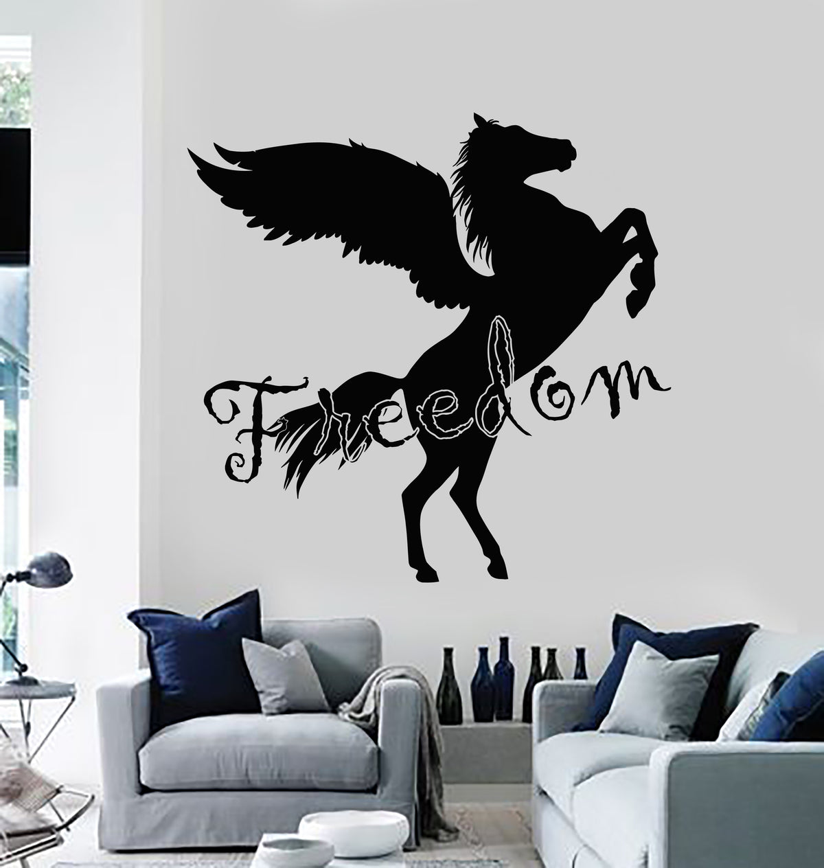Vinyl Wall Decal Freedom Pegasus Fantastic Beast Wings Stickers Mural ...