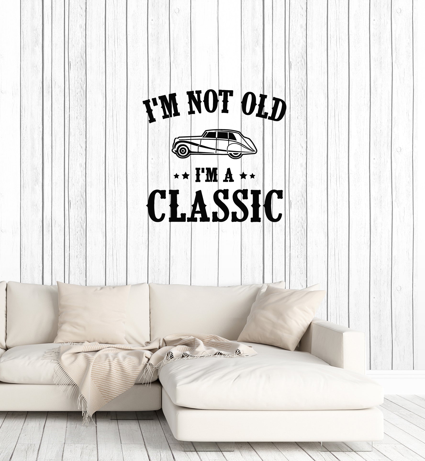 Vinyl Wall Decal Classic Old Car Man Cave Garage Funny Quote Birthday ...