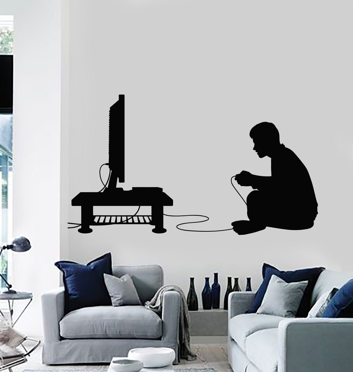 Vinyl Wall Decal Boy Video Game Room Joystick TV Gamer Stickers Mural ...