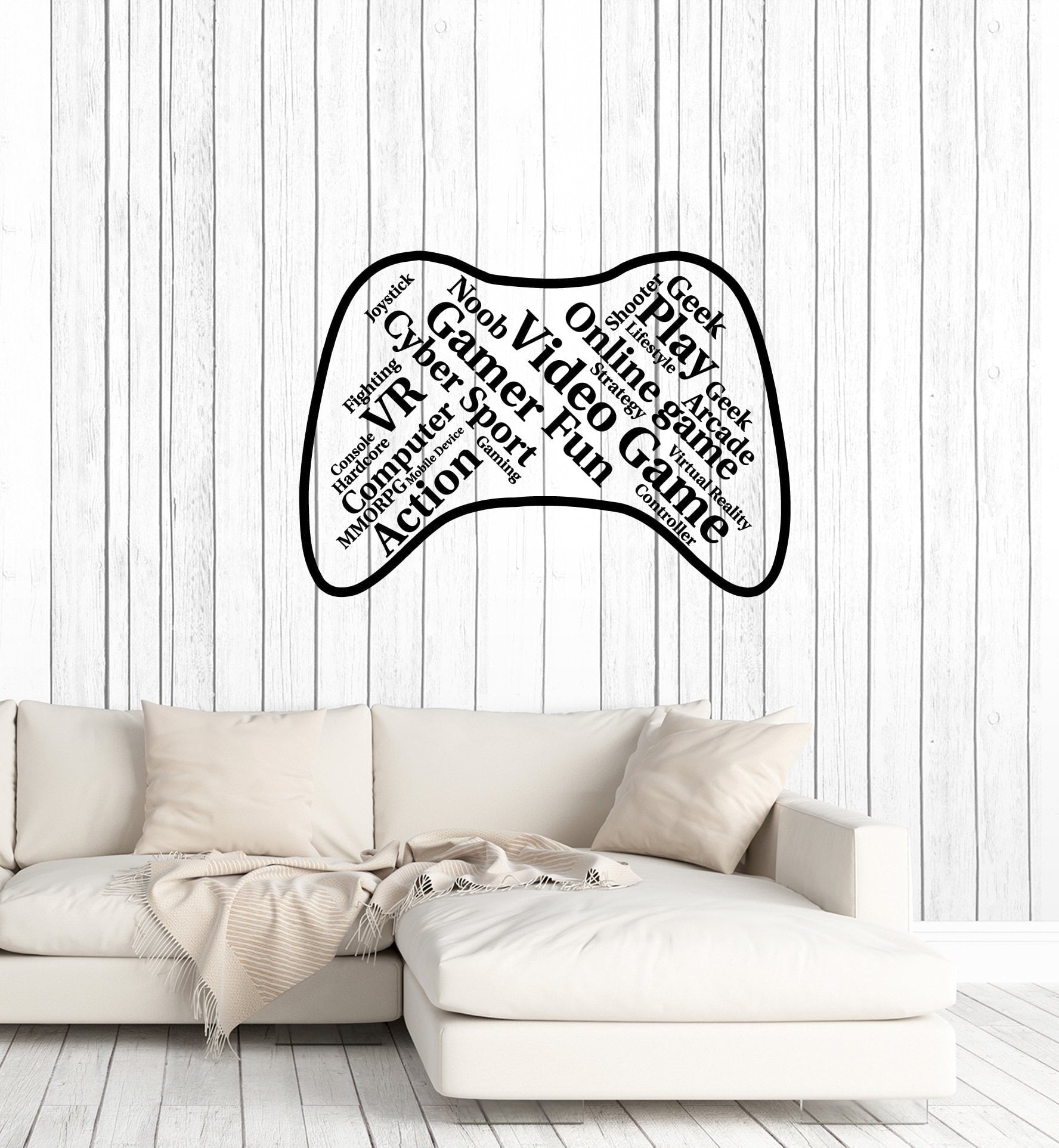 Vinyl Wall Decal Joystick Gamepad Words Cloud Video Games Room Art Sti ...