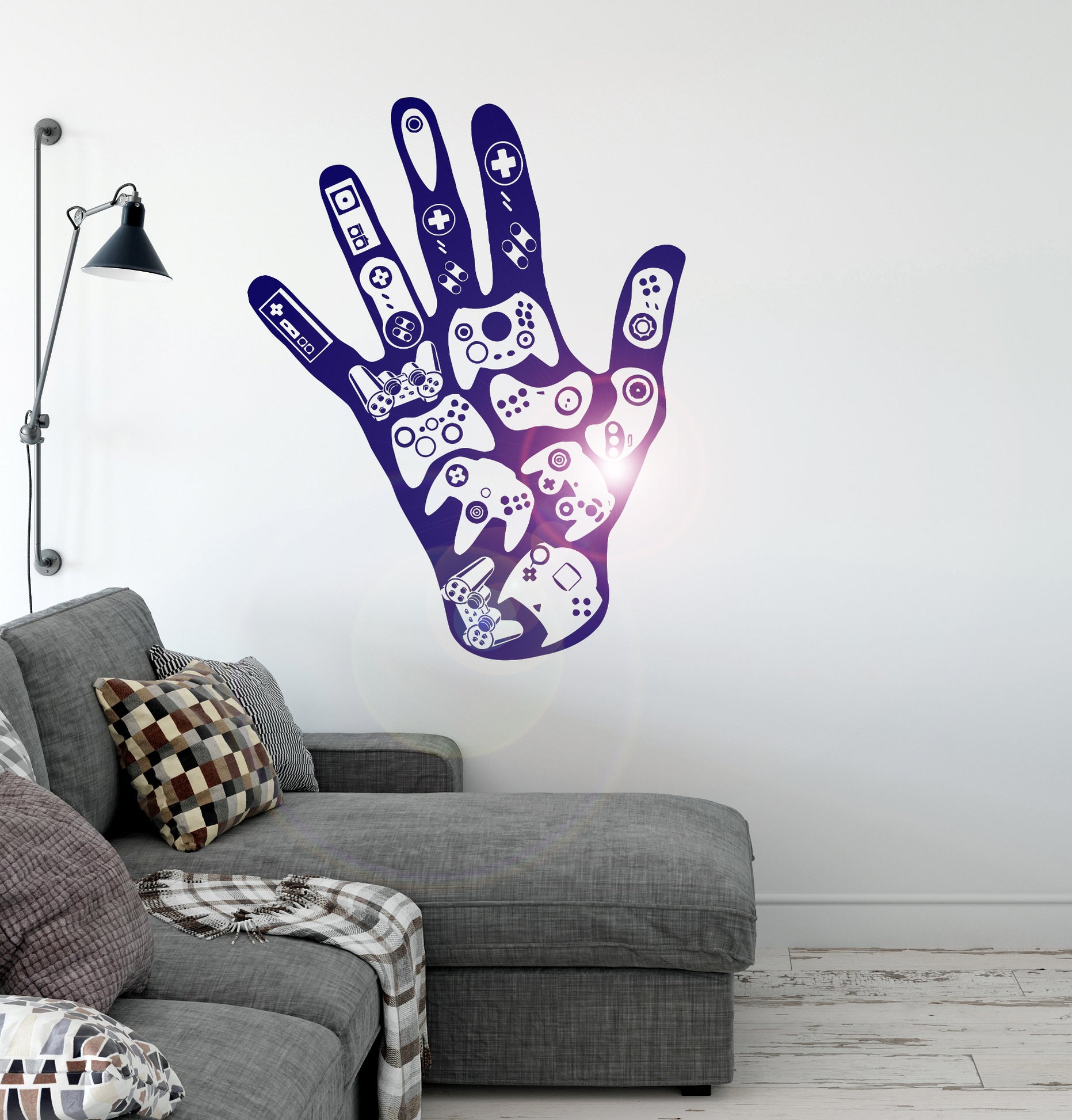 Gamer Hand Wall Decal Video Games Play Room Boys Vinyl Stickers Man Ca ...