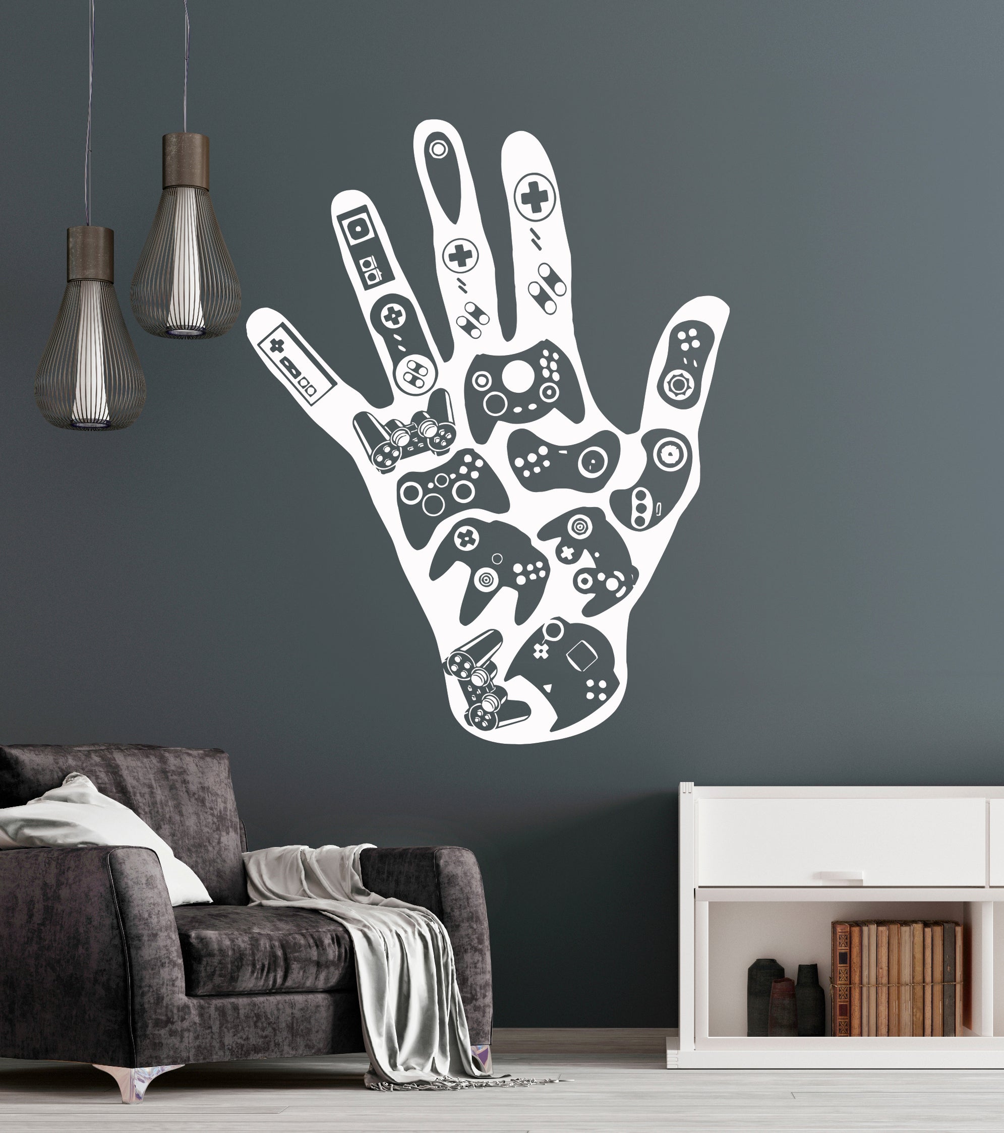 Gamer Hand Wall Decal Video Games Play Room Boys Vinyl Stickers Man Ca ...