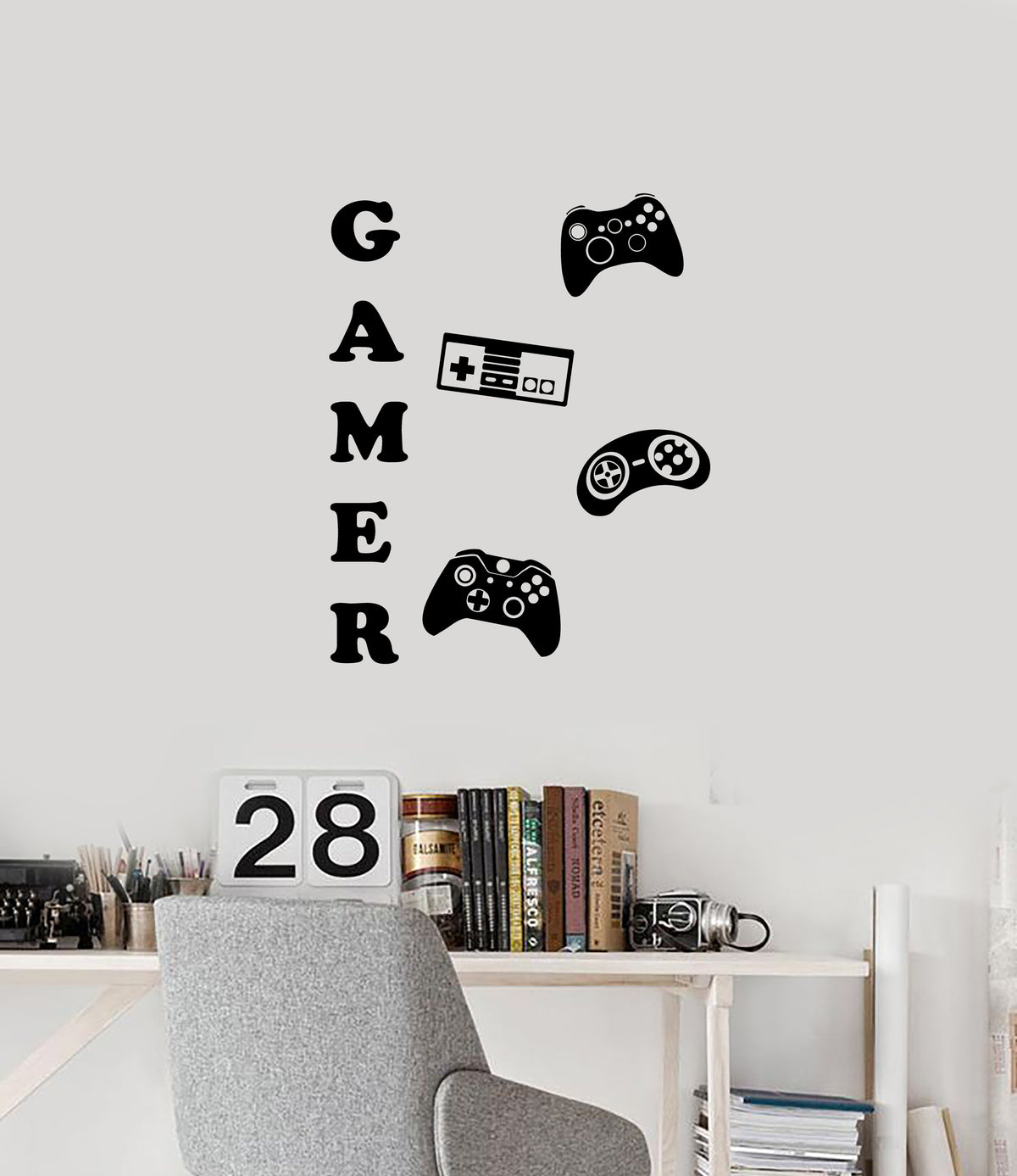 Vinyl Wall Decal Gamer Joysticks Video Games Gamepads Gaming Interior ...