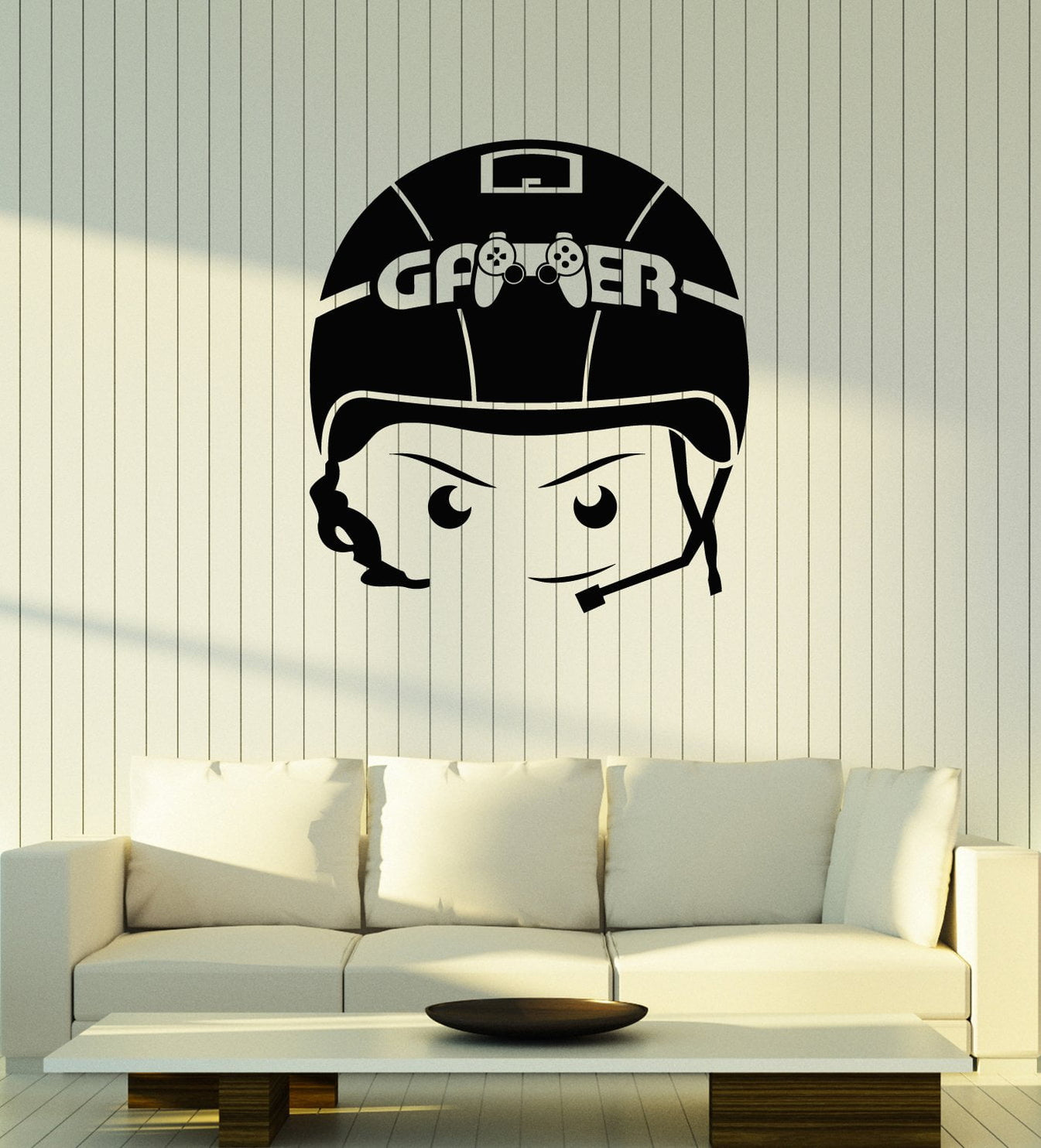 Gamer Vinyl Wall Decal Boy Video Games Headphones Room Art Stickers Mu ...