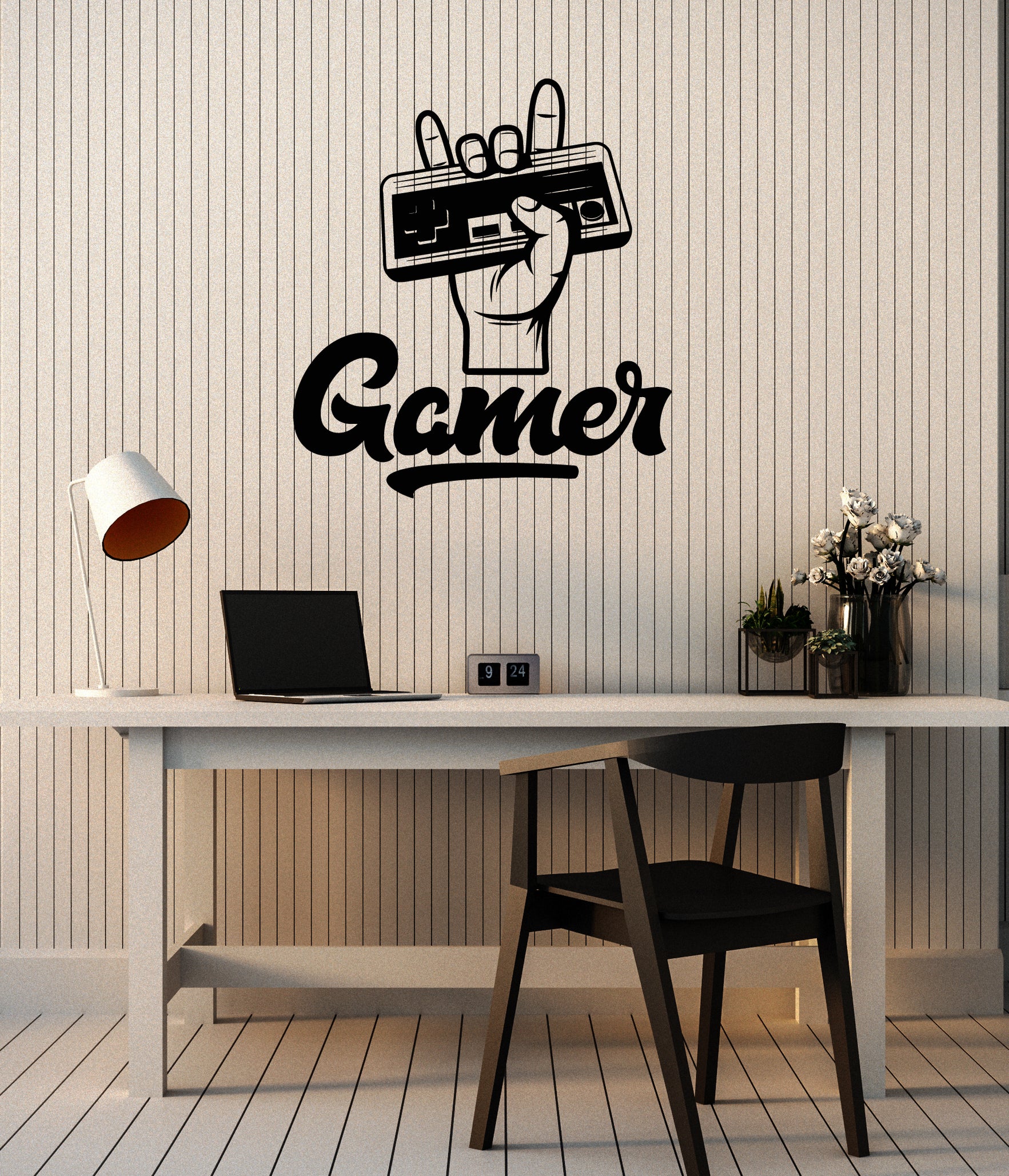 Vinyl Wall Decal Gamer Hand Retro Gamepad Joystick Video Games Art Sti ...