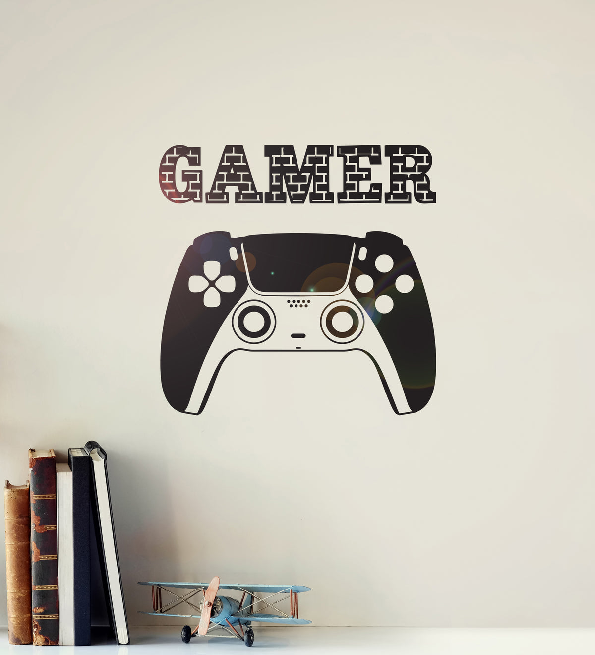 Vinyl Wall Decal Gamer Gamepad Game Zone Word Joystick Gaming Stickers ...