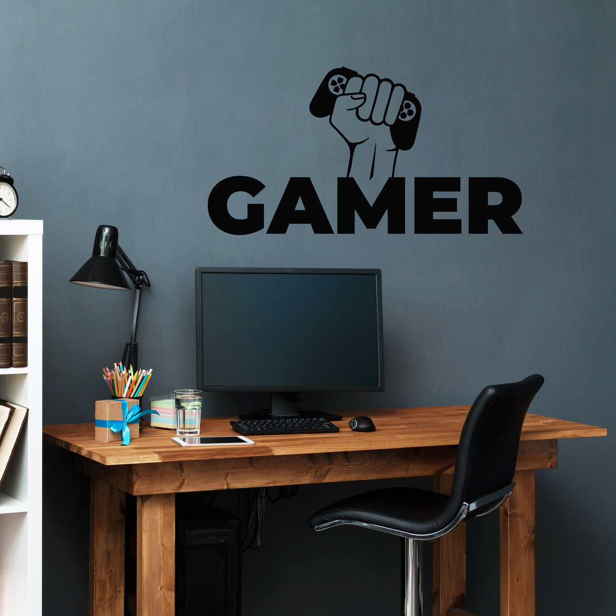 Vinyl Wall Decal Gamer Hand Joystick Video Game Playroom Stickers Mura ...